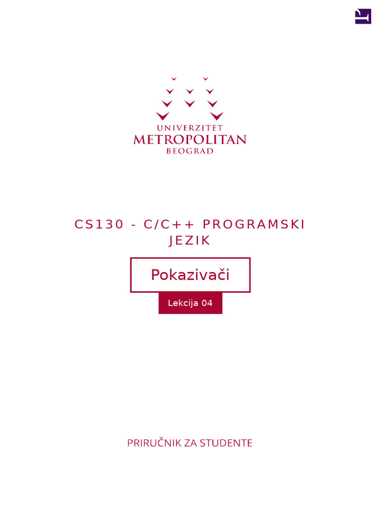 Pokazivači: Cs130 - C/C++ Programski Jezik | PDF