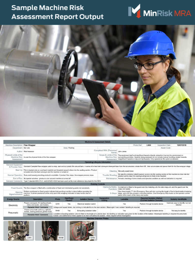 The MinRisk App Sample Machine Risk Assessment Report | PDF