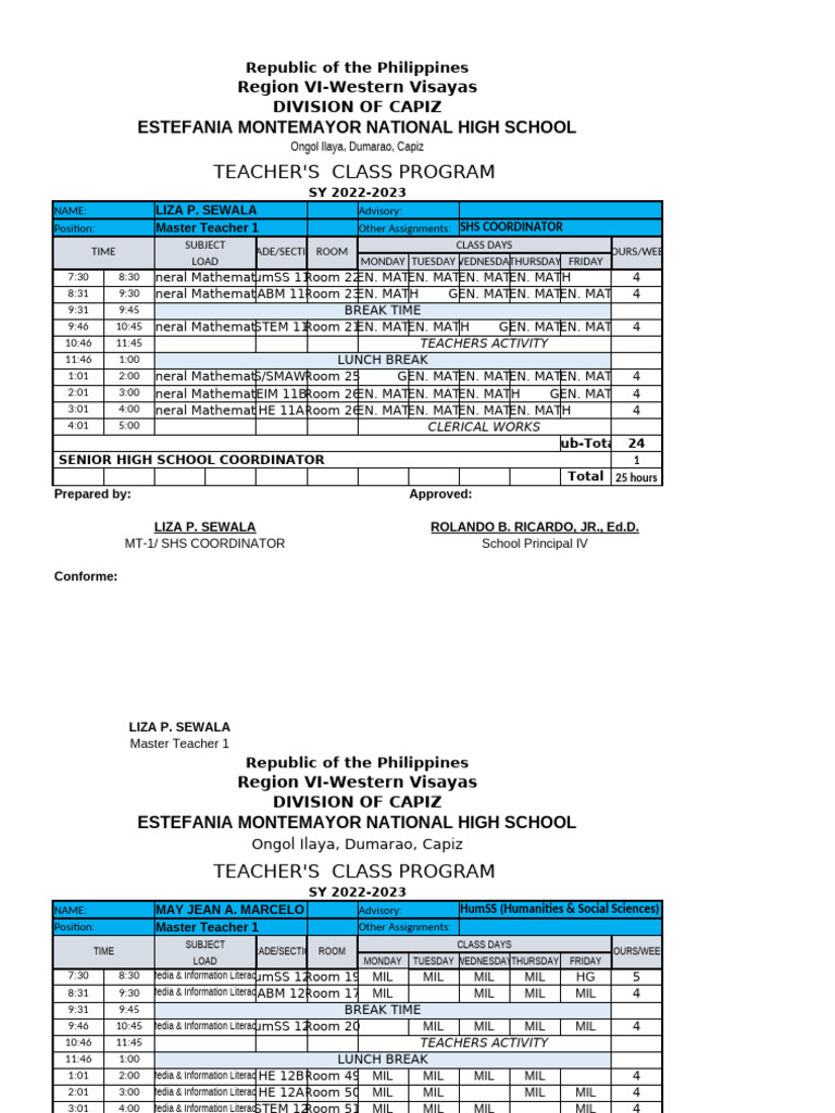 2024 Teachers Class Program | PDF