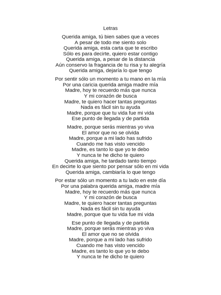 Letra Querida Amiga | PDF