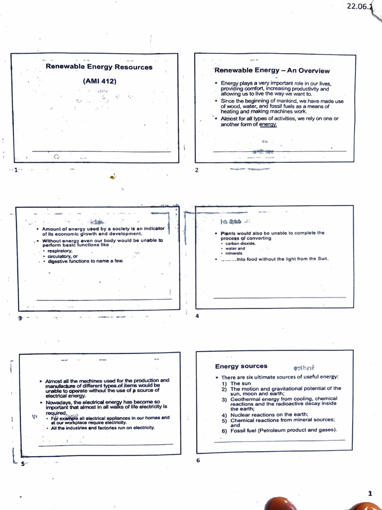 Renewable Energy Resources (Ami 412) | PDF