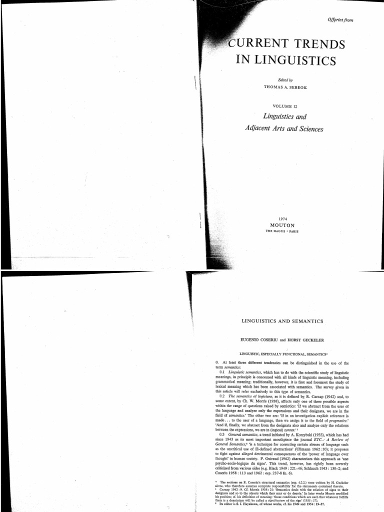 + Current Trends in Linguistics - COSERIU, GECKELER | PDF