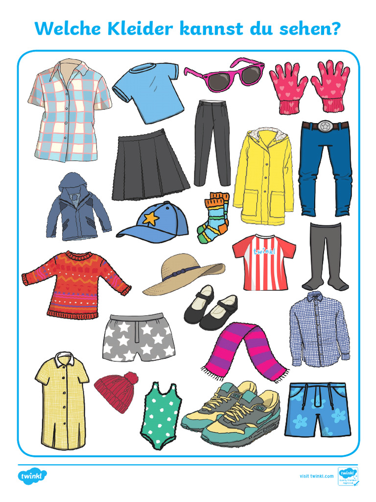 De2 L 38 Clothes I Spy Activity Sheet German Deutsch - Ver - 1 | PDF