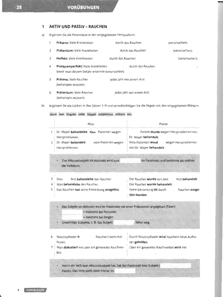 Akademie Deutsch B2 Vorübung Passiv | PDF