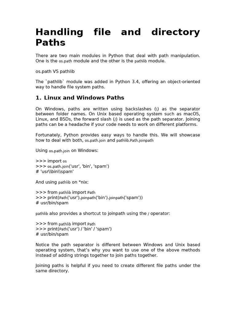 Python Path Handling: os.path vs pathlib | PDF | Directory (Computing ...