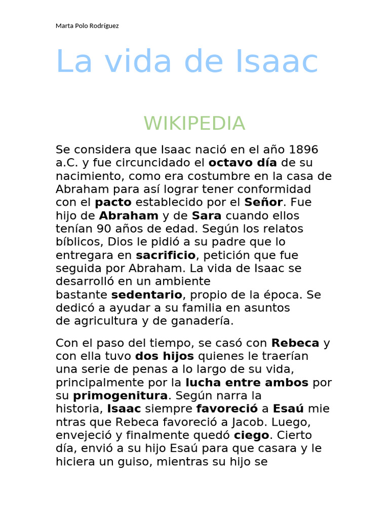 La Vida de Isaac | PDF | Isaac | Jacob