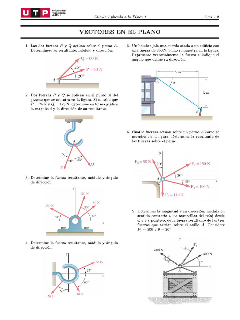 S01 - s2 - Ejercicios - Vectores - 9 Problemas | PDF