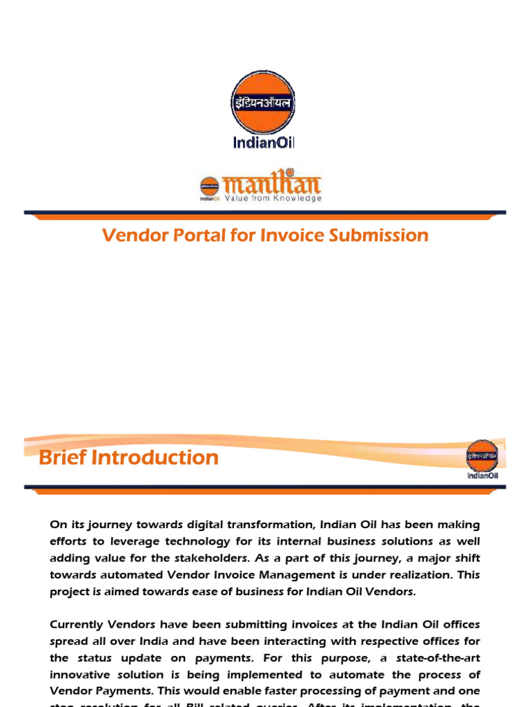IOCL Vendor Invoice Submission Portal | PDF | Password | Computer Virus