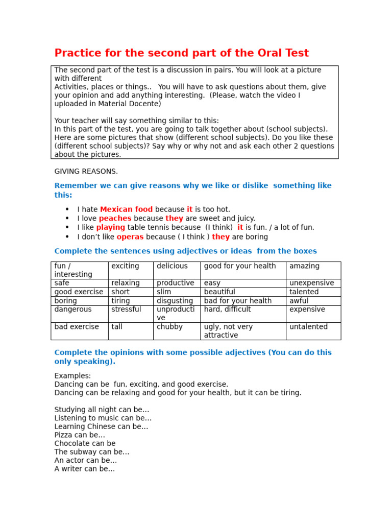 2 FINAL EXAMS PREPARATION GIiving Reasons | PDF