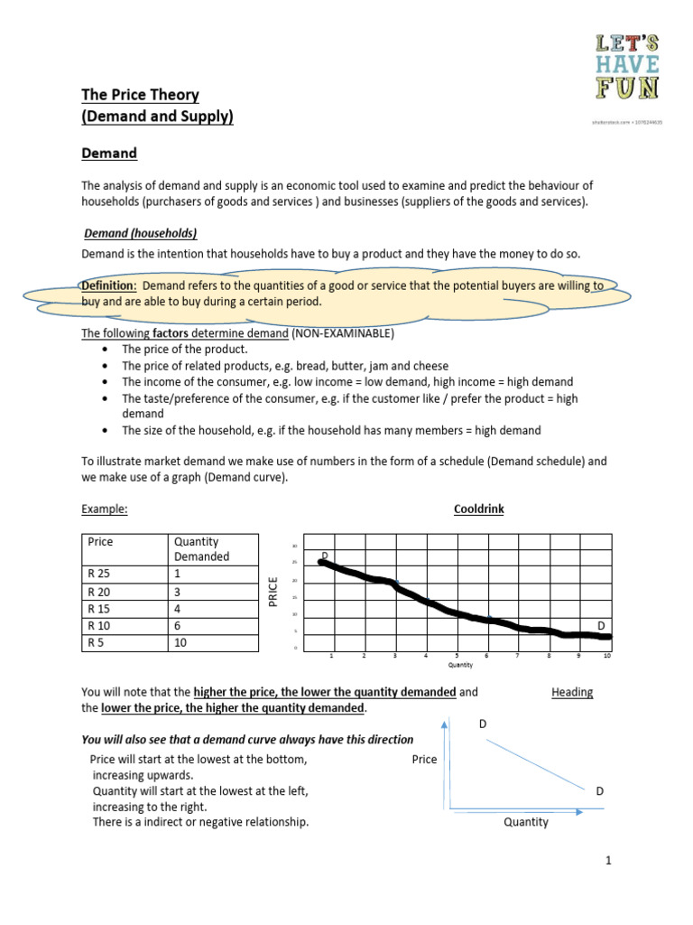 Grade 9 - The Price Theory - Notes | PDF