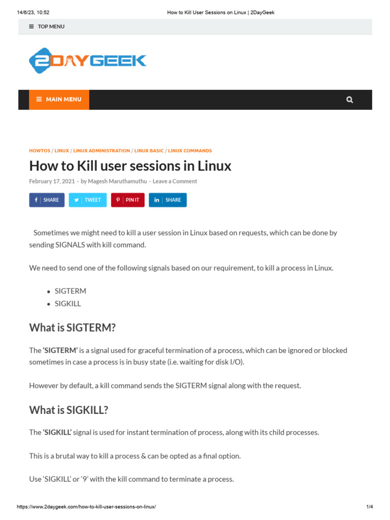 Kill User Sessions On Linux | PDF | Computer Terminal | Games & Activities