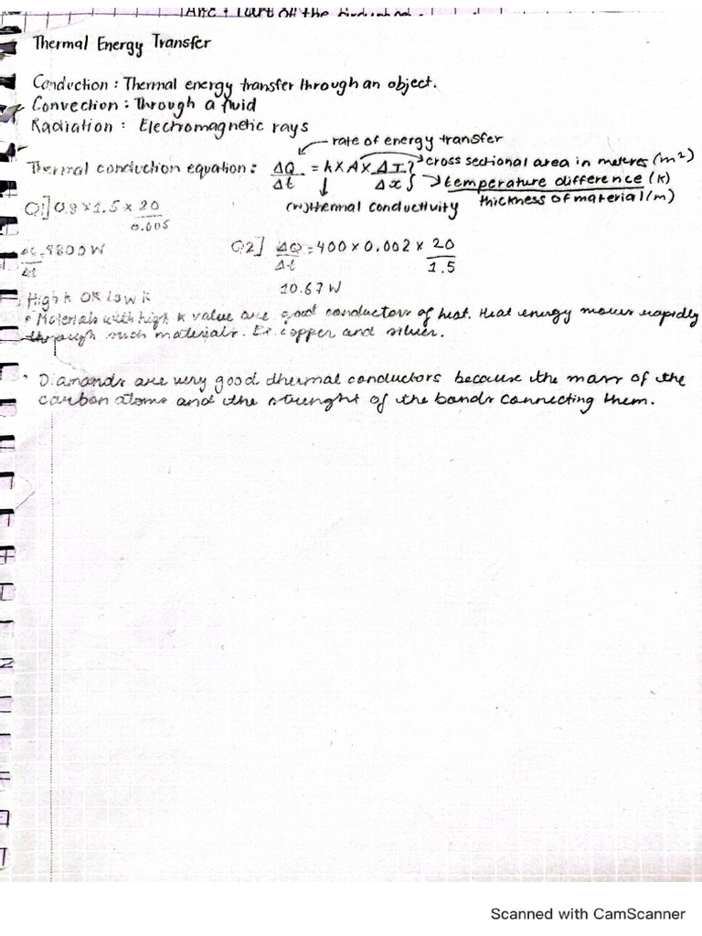 IB Physics Thermal Energy Transfer Notes | PDF