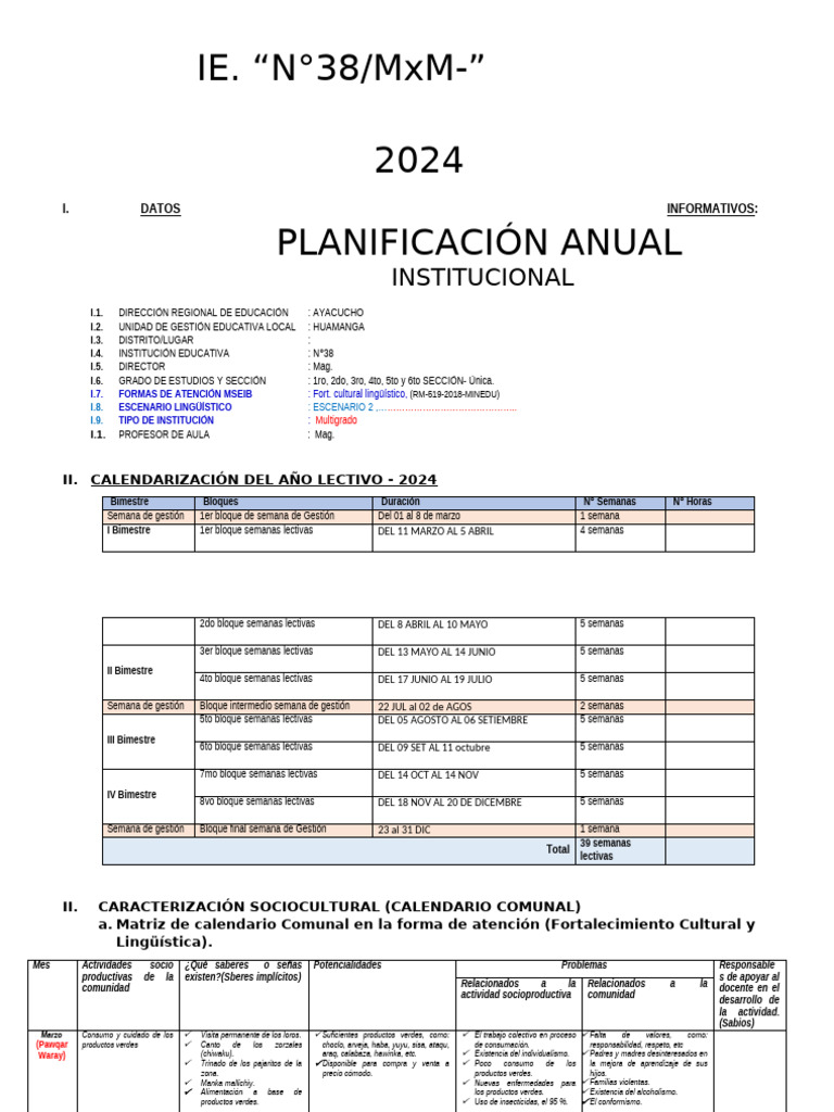 Planificacion Anual Modelo 2024 | PDF | Números | Decimal