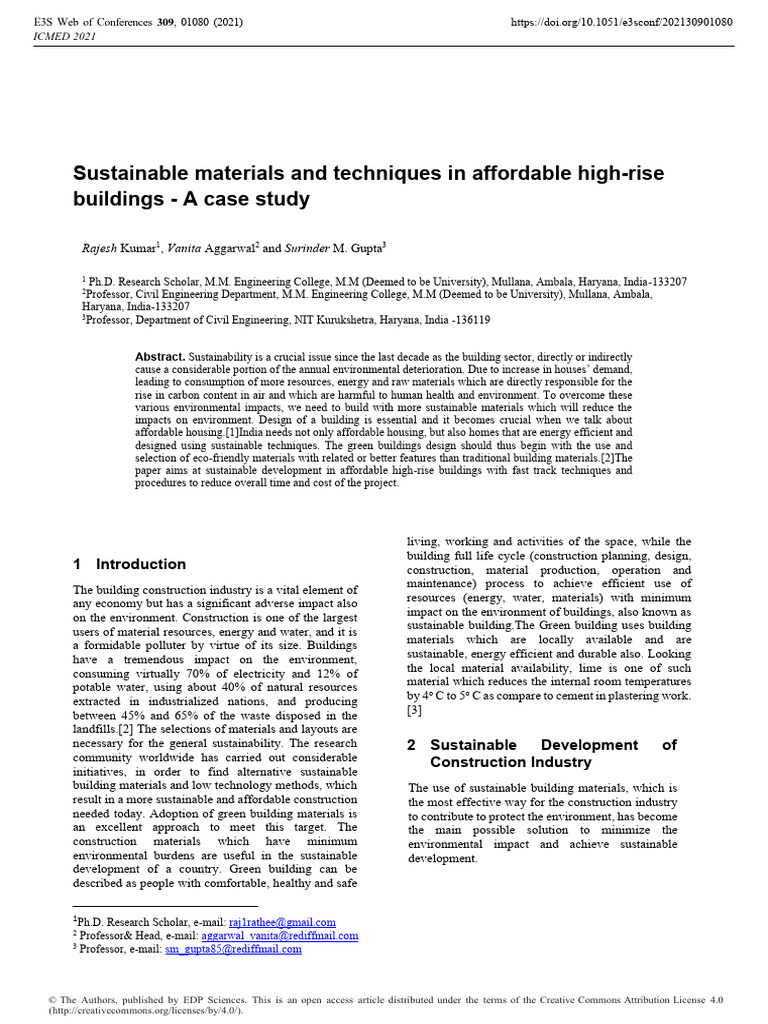 Sustainable Materials in Affordable High-Rises | PDF | Green Building ...