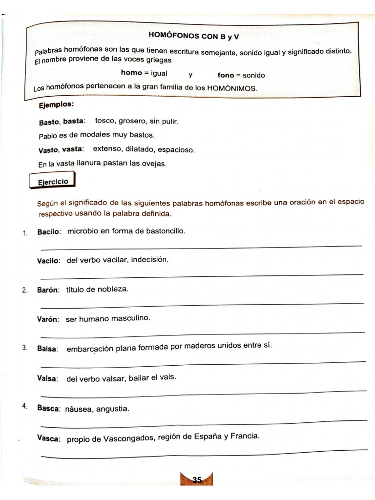 Homófonos Con B y V | PDF