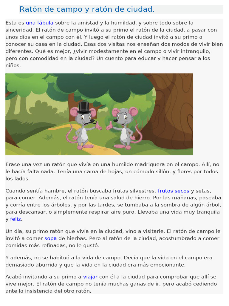 Ratón de Campo y Ratón de Ciudad | PDF