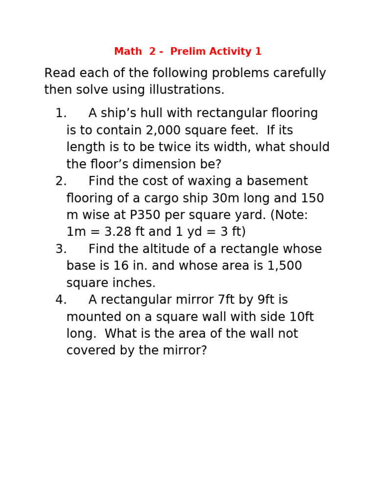 Math 2 Prelim Activity 1 | PDF
