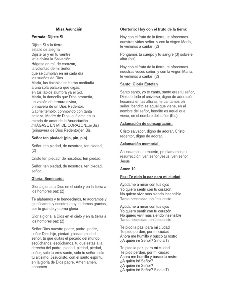 Misa Asunción | PDF