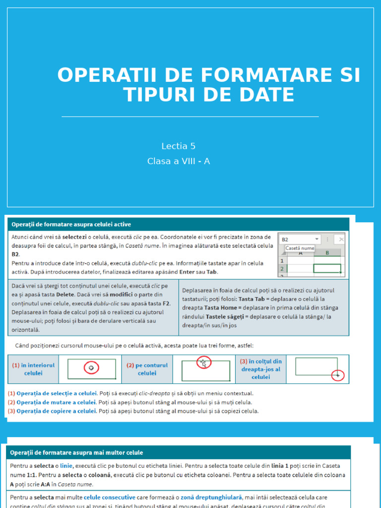 8-L5-Operatii de Formatare Si Tipuri de Date | PDF