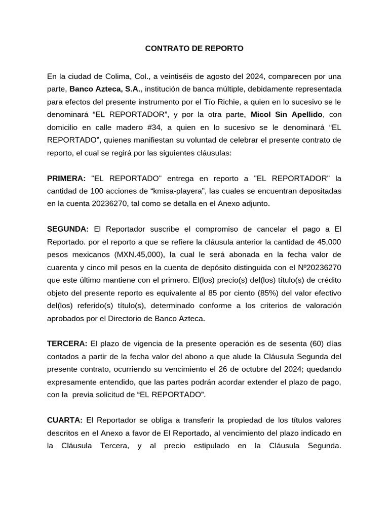 Contrato de Reporto.1 | PDF | Direito Privado | Negócios