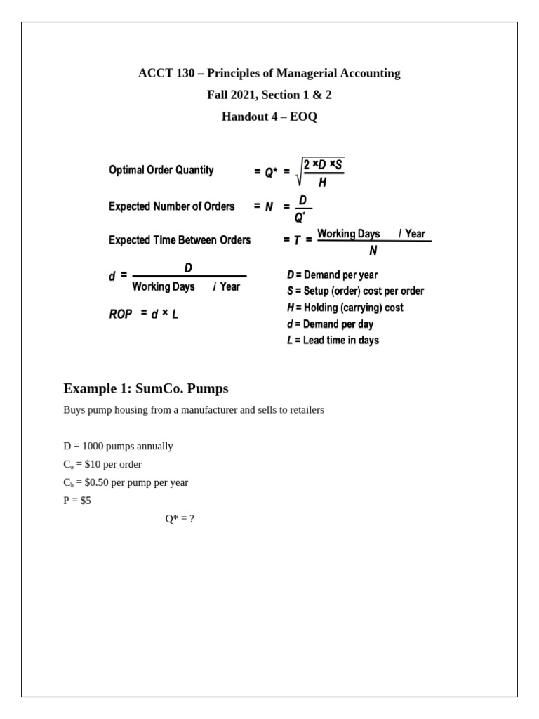 Handout 4 - EOQ | PDF