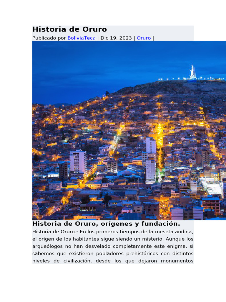ESTO Historia de Oruro | PDF