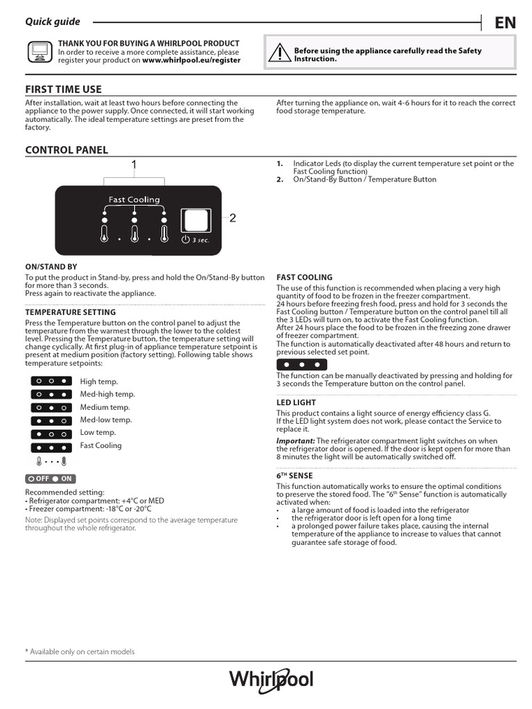 Guide-D-Utilisation-Quotidienne Frigo Whirlpool | PDF
