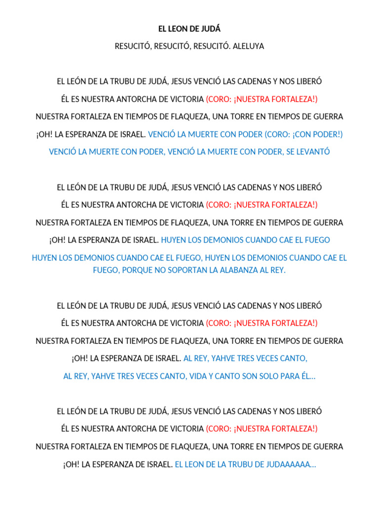 Letras Coro 15-08-24 | PDF