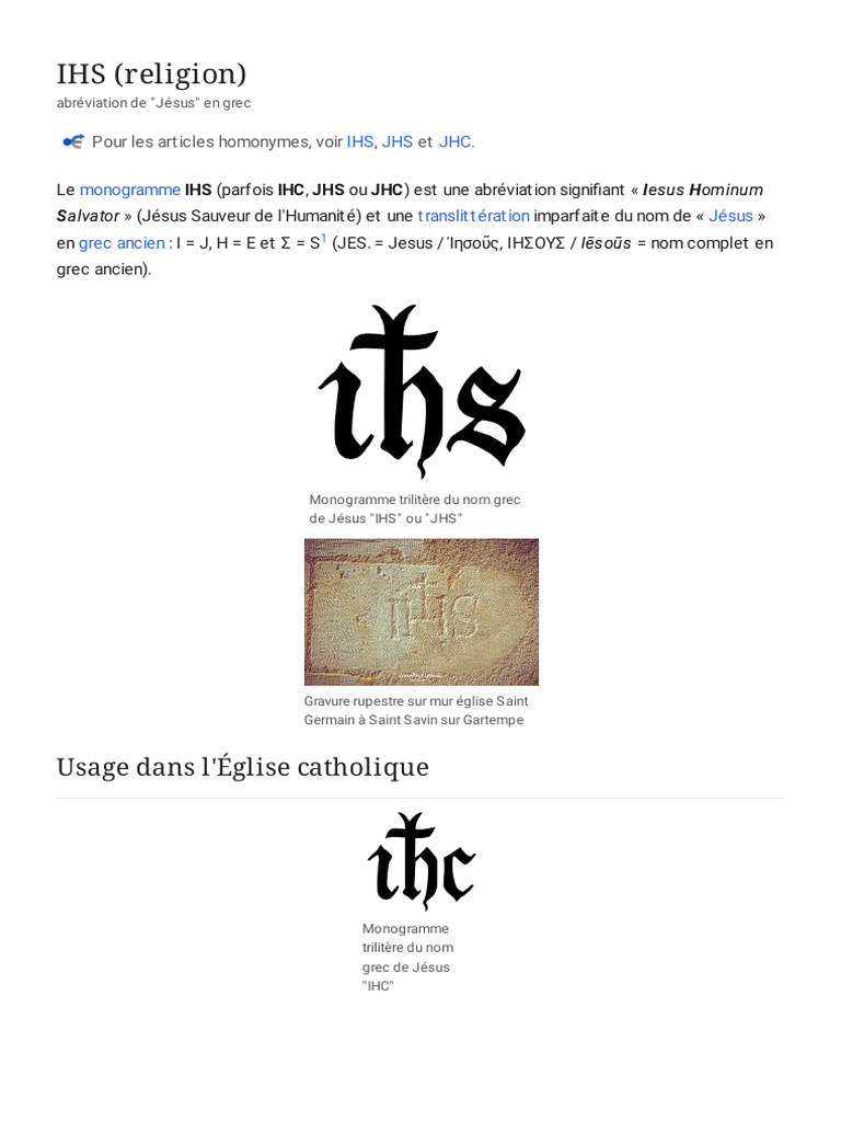 IHS (Religion) - Wikipédia | PDF