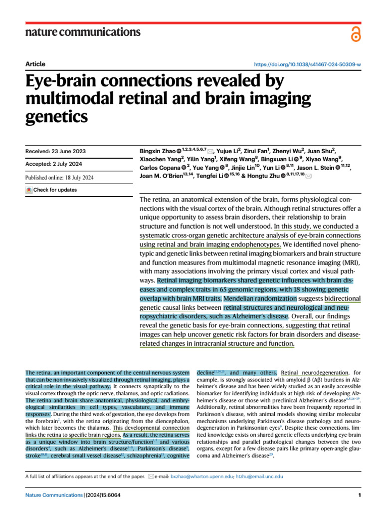 Eye-Brain Connections Revealed by Multimodal Retinal and Brain Imaging ...