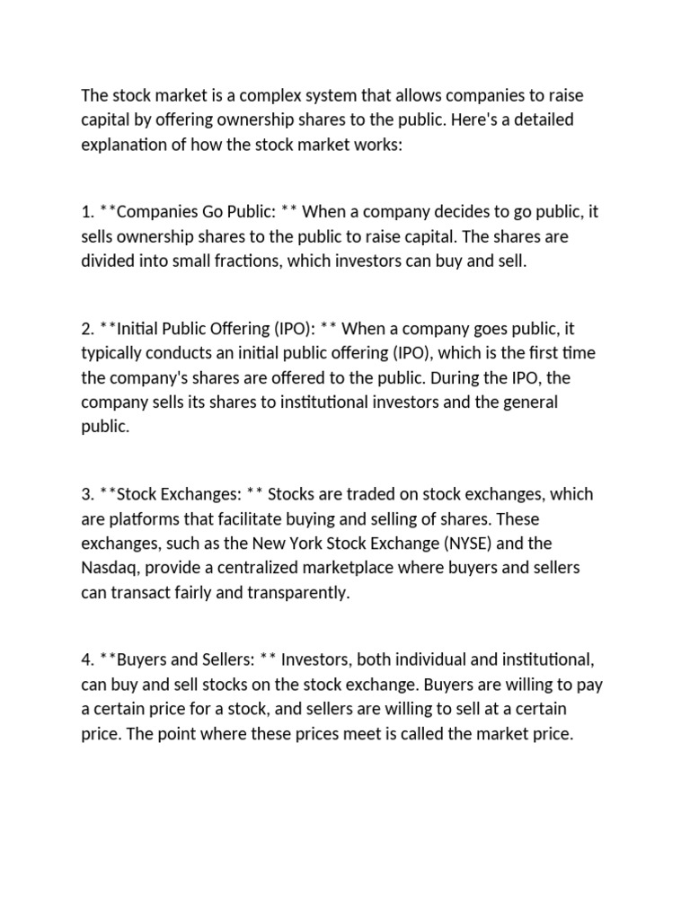 The Stock Market Is A Complex System Where Buyers and Sellers Come ...