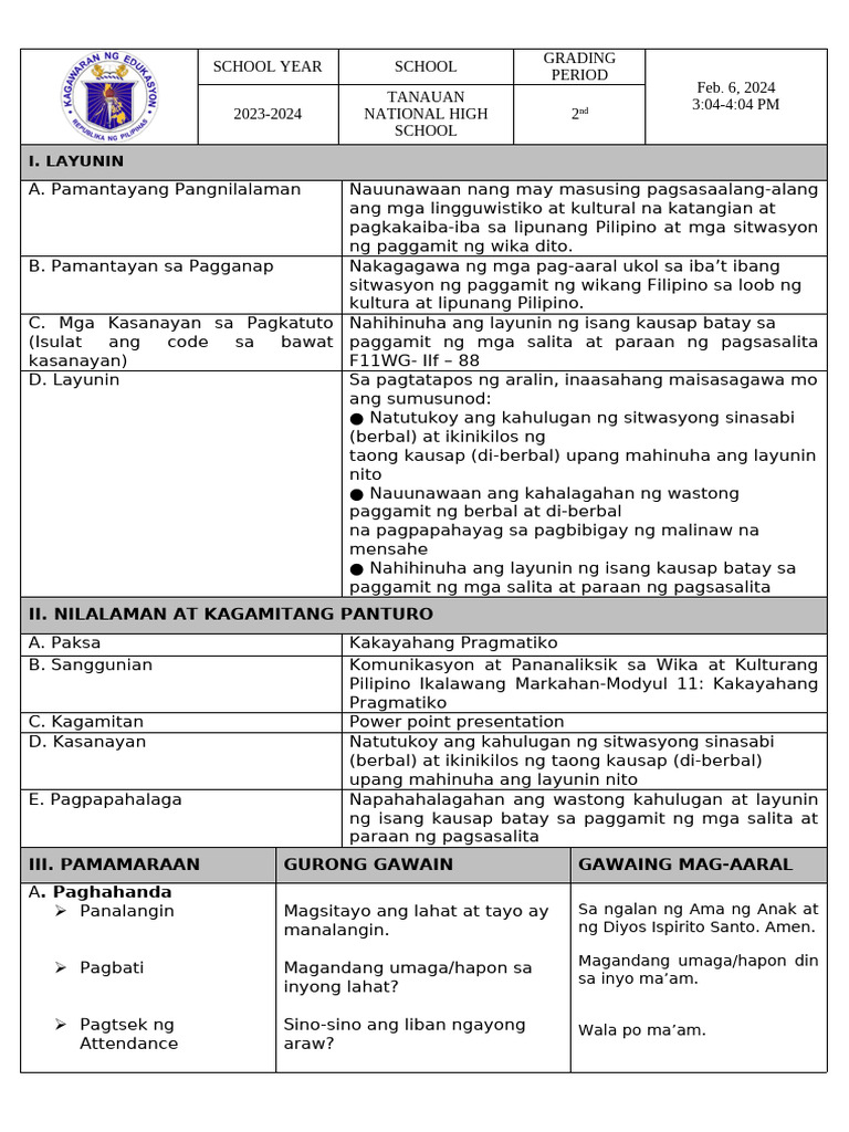 Komunikasyon Co1 | PDF