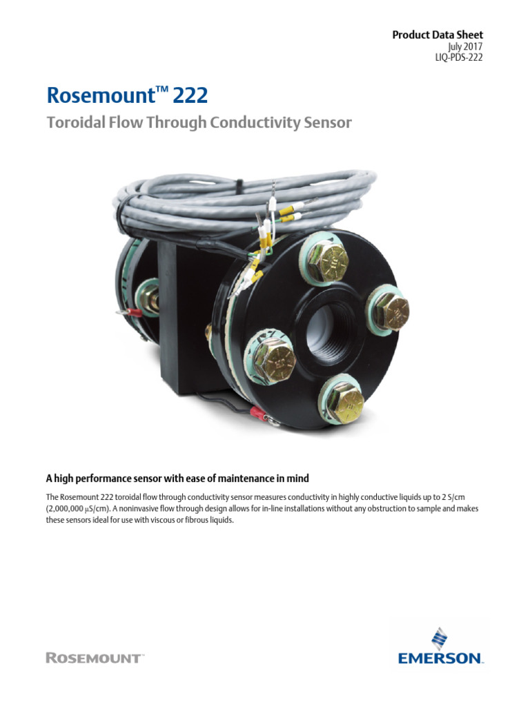 Product Data Sheet 222 Flow Through Toroidal Conductivity Sensor ...