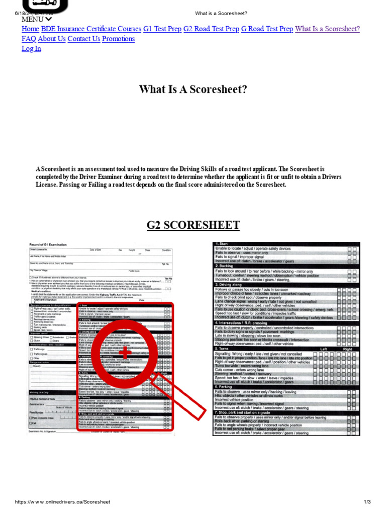 Ontario Drivers Test Sheet | PDF