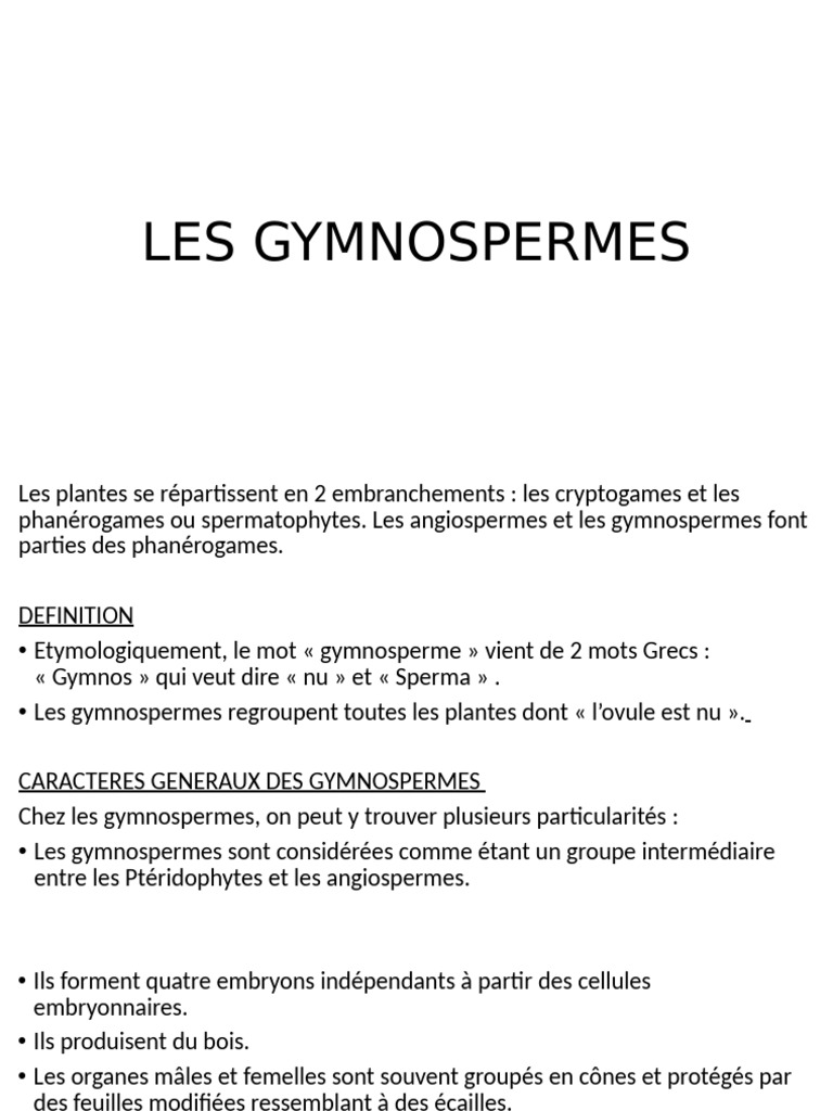 Classification des Gymnospermes | PDF | Organismes | Maison et jardin