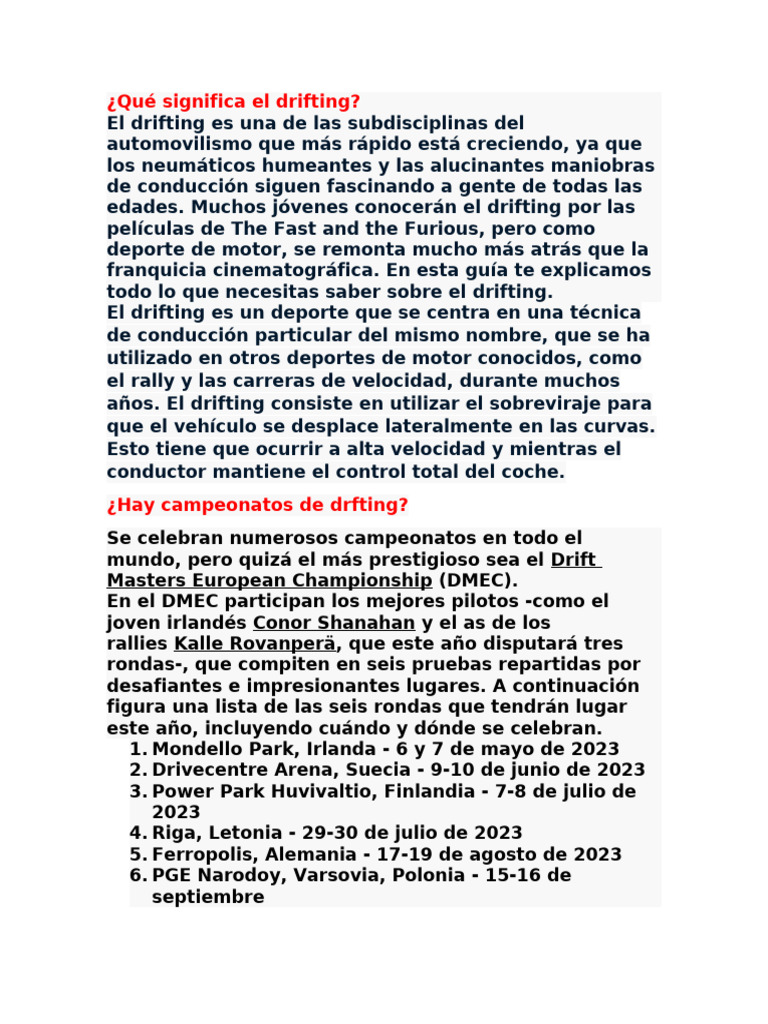 Qué Significa El Drifting | PDF