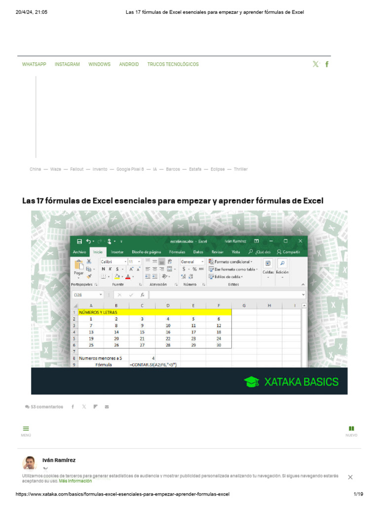 Las 17 Fórmulas de Excel Esenciales para Empezar y Aprender Fórmulas de ...