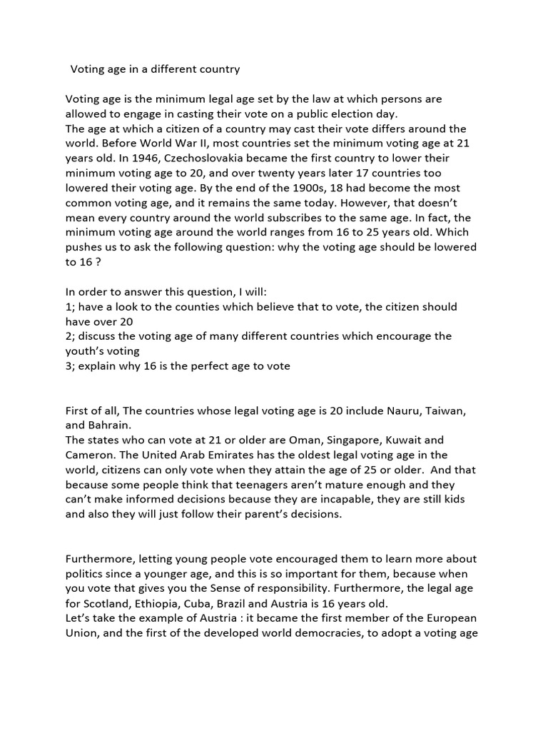 Voting Age in A Different Country | PDF | Elections | Austria