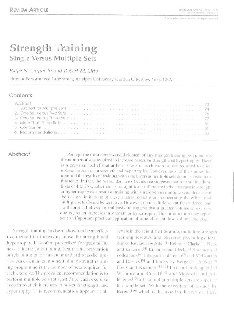 Strength Training-Single Vs Multiple Sets | PDF Strength Training-Single Vs Multiple Sets | PDF