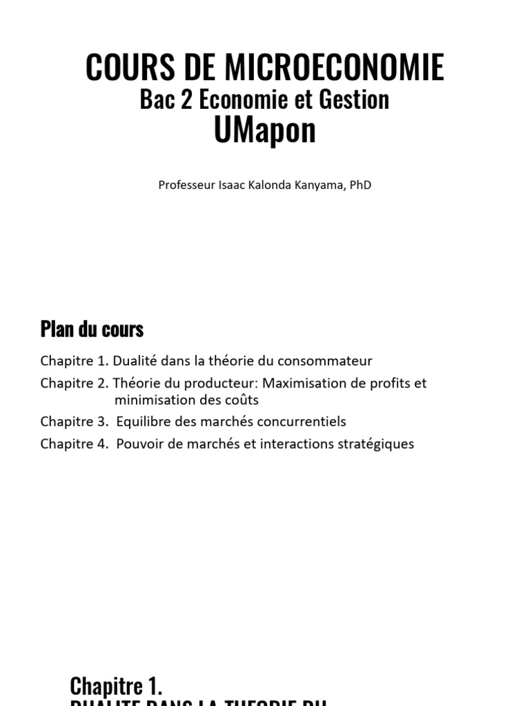 Micro Bac2 - Prof Kalonda - UMapon | PDF