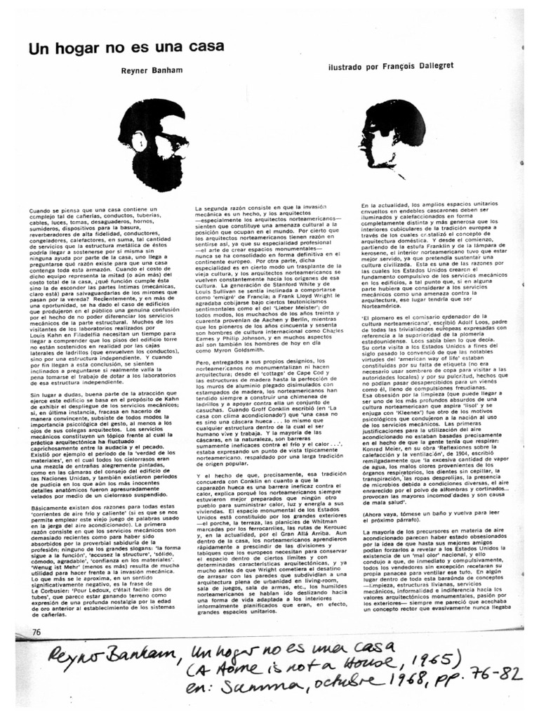 BANHAM, Reyner - Un Hogar No Es Una Casa PDF | PDF BANHAM, Reyner - Un Hogar No Es Una Casa PDF | PDF