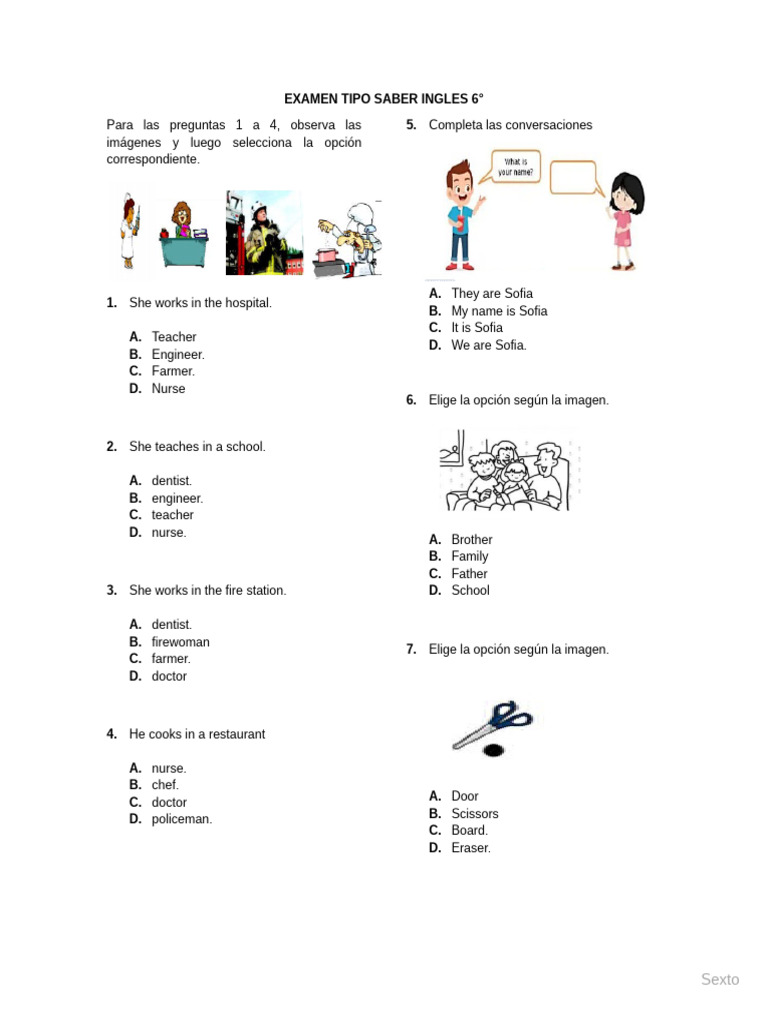 Ingles - Simulacro Prueba Saber | PDF