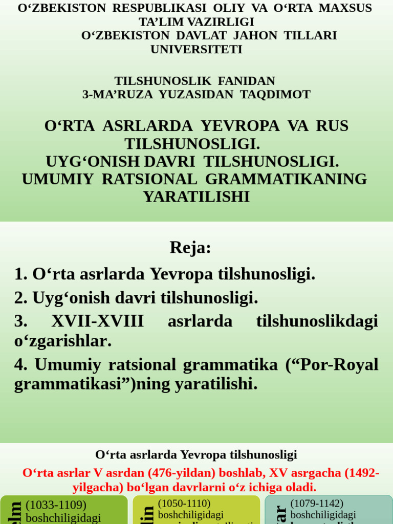 3 Ma'Ruza Yevropa Va Rus Uyg'Onish Davri Um Ratsional | PDF