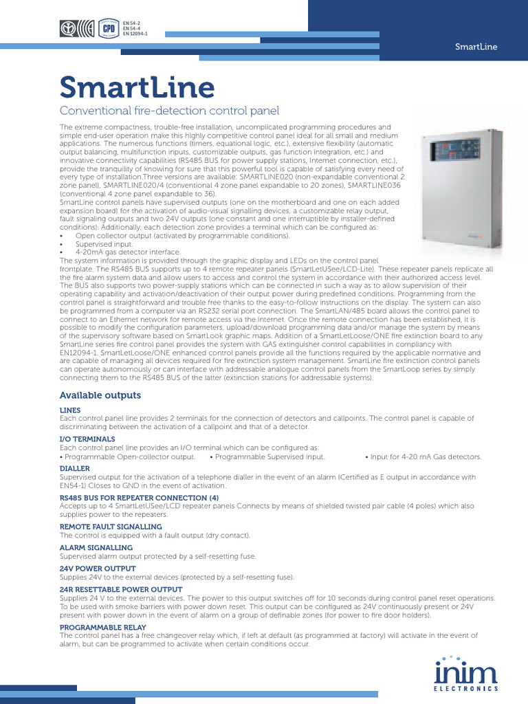 Contera Incendio Convencional Inim Fgim-00002 A4 Data Sheet Smartline Eng 01@FICHA TÉCNICA | PDF