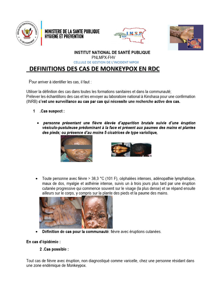 Definitions Des Cas Mpox RDC | PDF