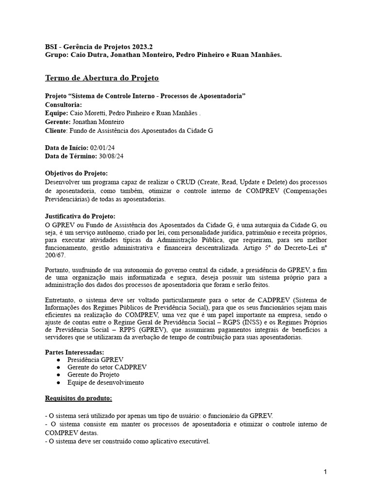 Trabalho 4.0 - Sistema Comprev | PDF