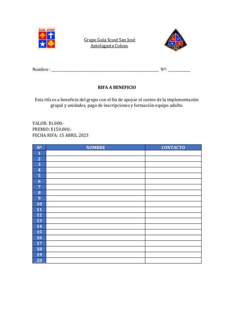 1 Rifa Grupal 2023 | PDF