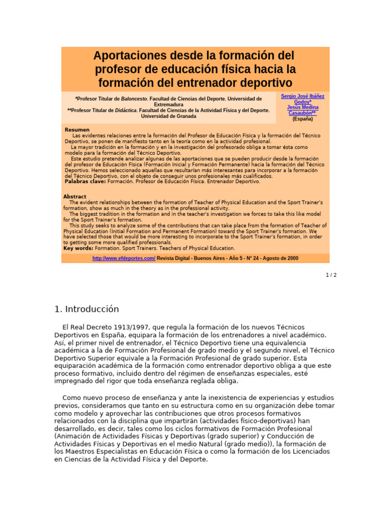 ENED (Tema 4.1) Aportaciones Desde La Formación Del Prof de EF Hacia Formación Del ED | PDF