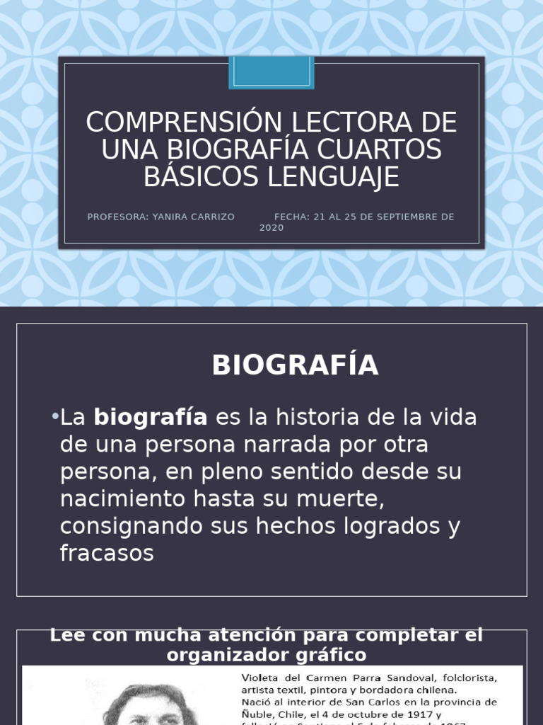Biografía y Organizador Gráfico 21 Al 25 de Septiembre | PDF