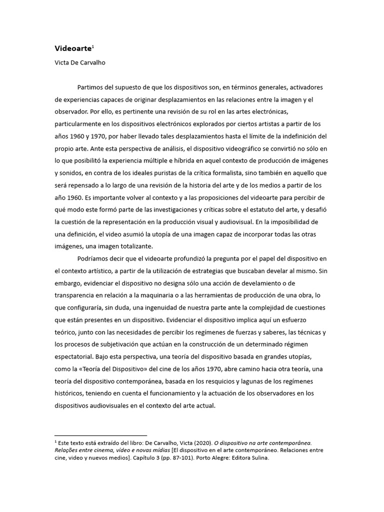De Carvalho, Victa - Videoarte | PDF